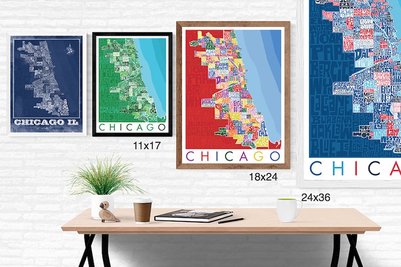 Chicago Type Map - Etsy