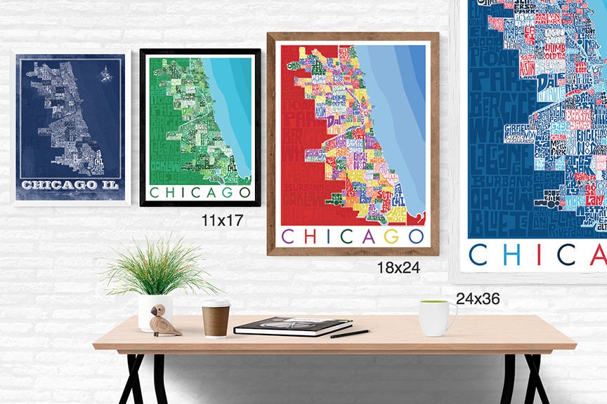 Chicago Type Map - Etsy