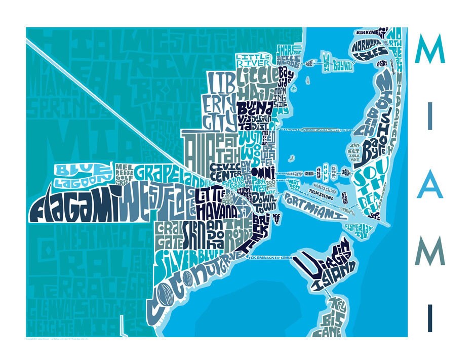 Miami Type Map - Etsy
