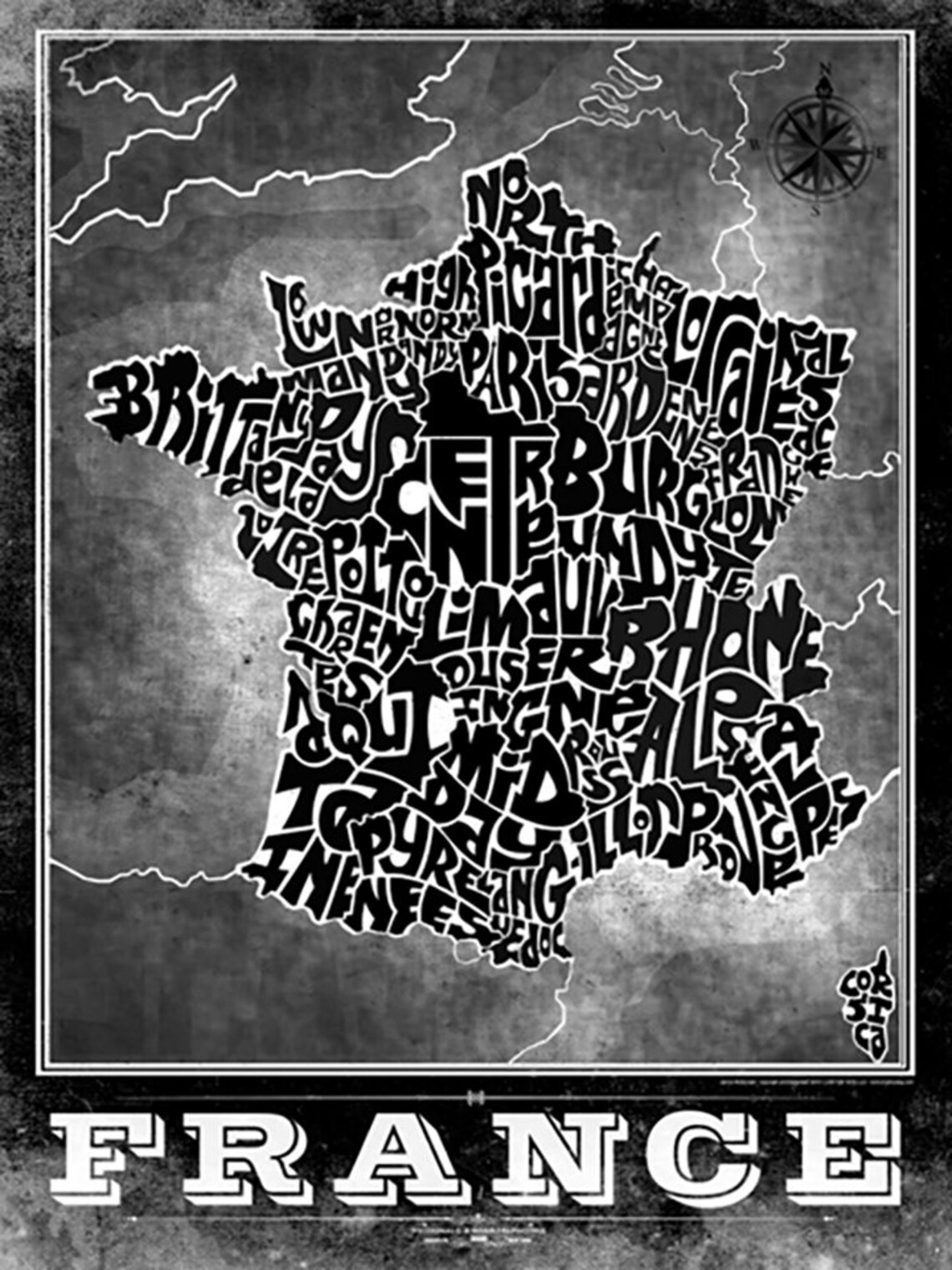 France Type Map - Etsy