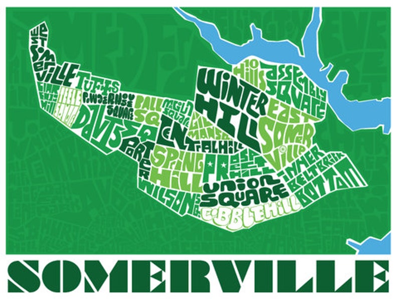 Somerville Type Map - Etsy
