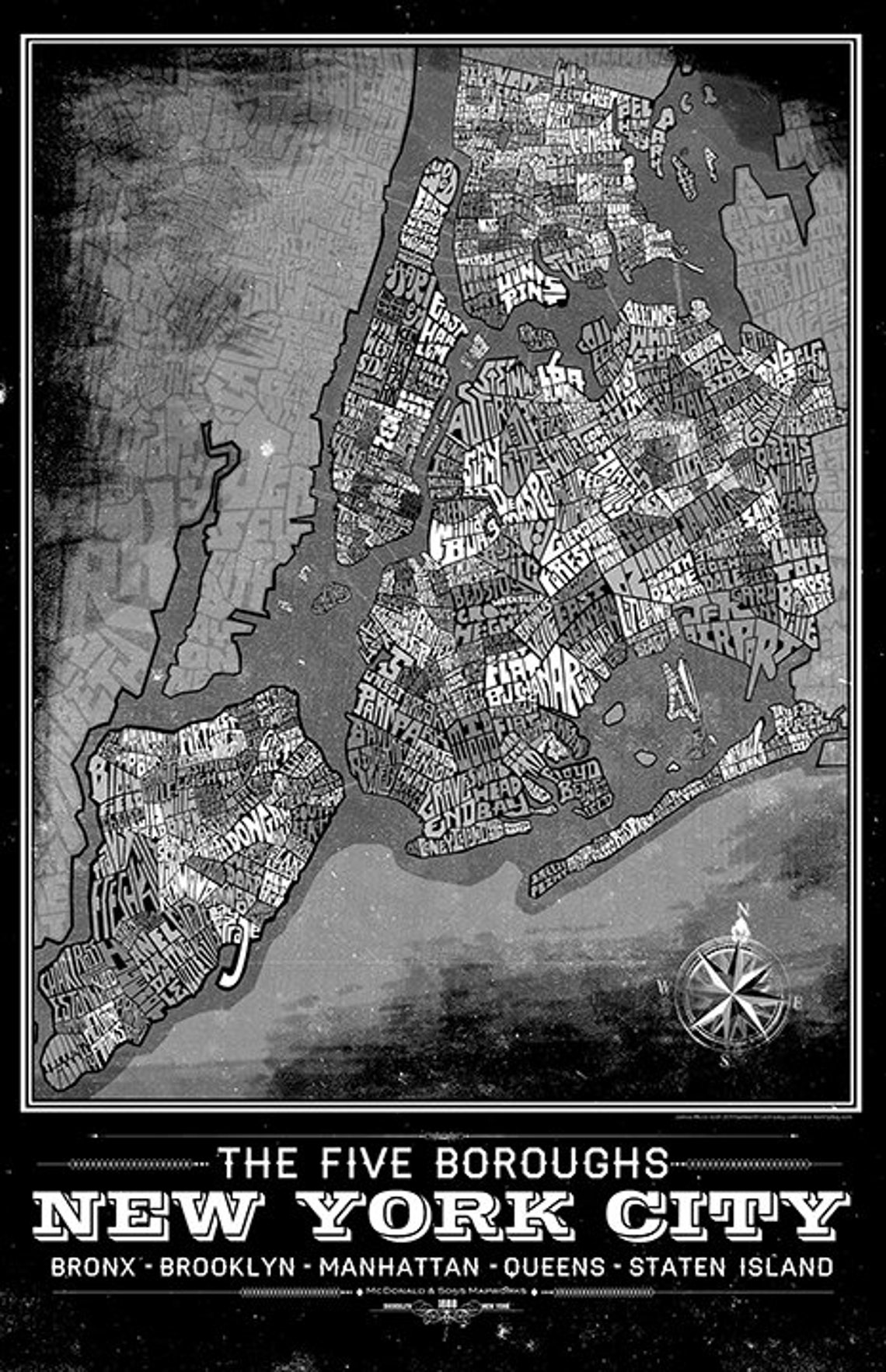 5 Borough Neighborhood Type Map - Etsy
