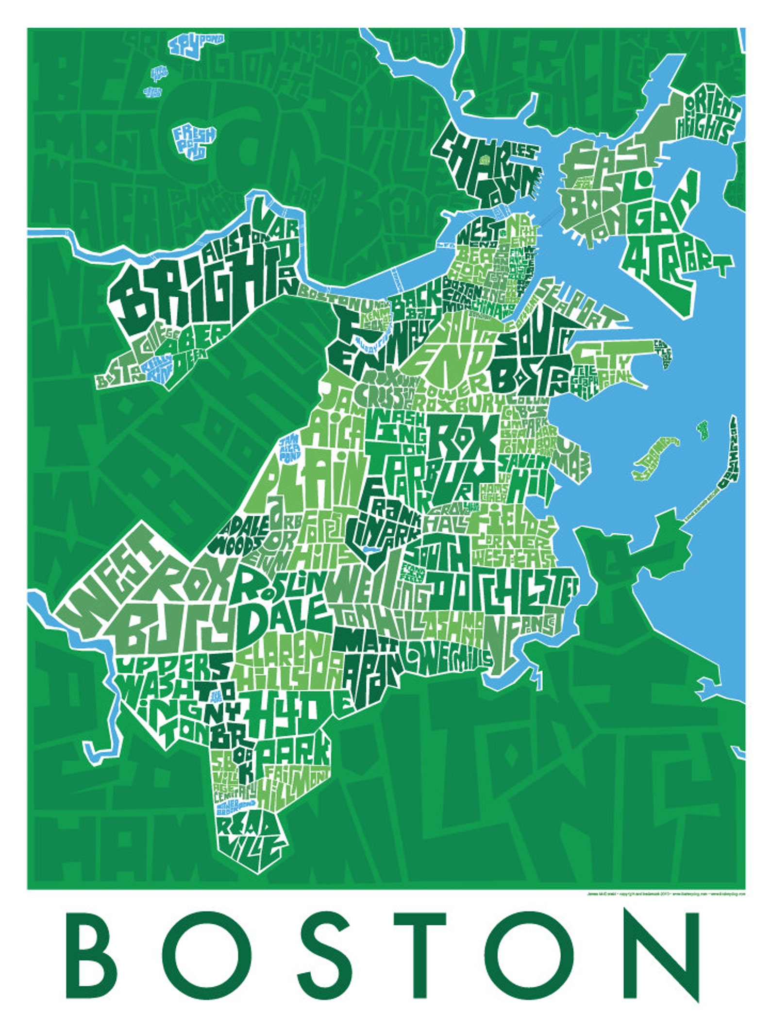 Boston Type Map - Etsy