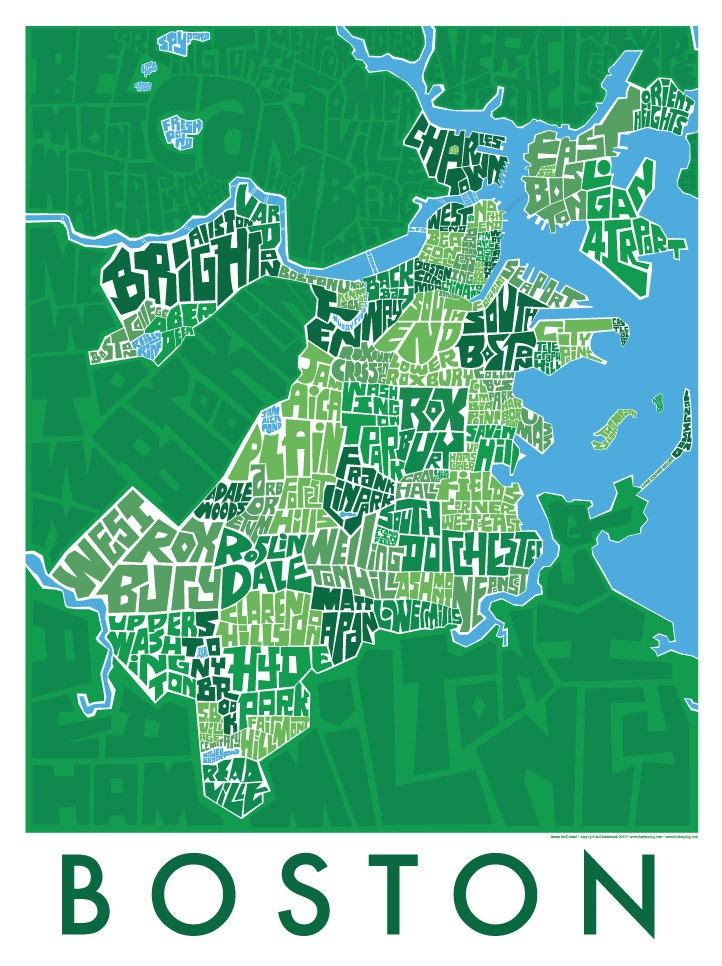 Boston Type Map - Etsy