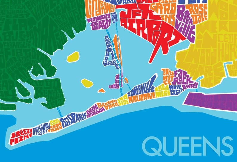 Queens Rainbow Type Map - Etsy
