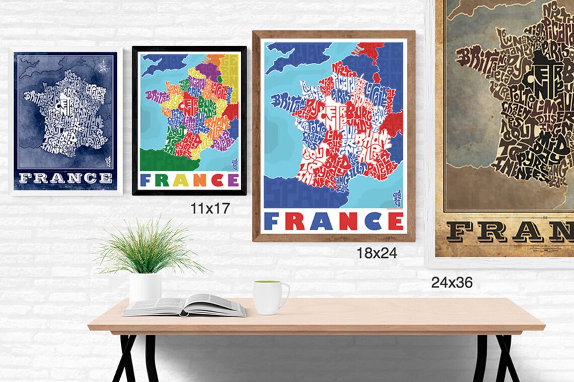 France Type Map - Etsy