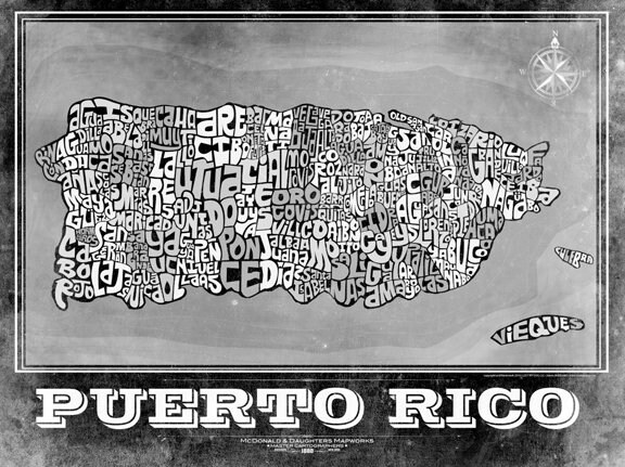 Puerto Rico Type Map - Etsy