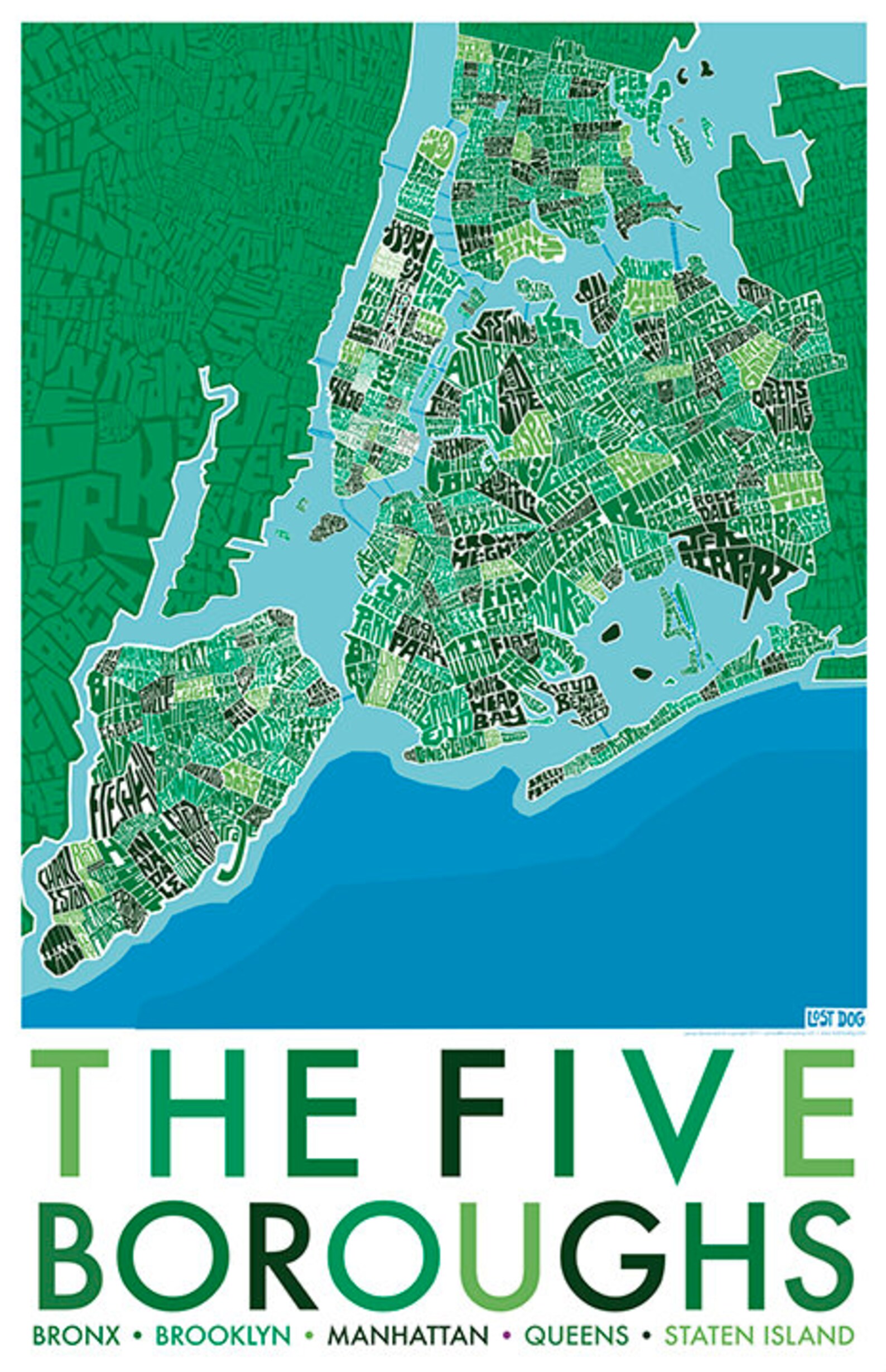 5 Borough Neighborhood Type Map - Etsy