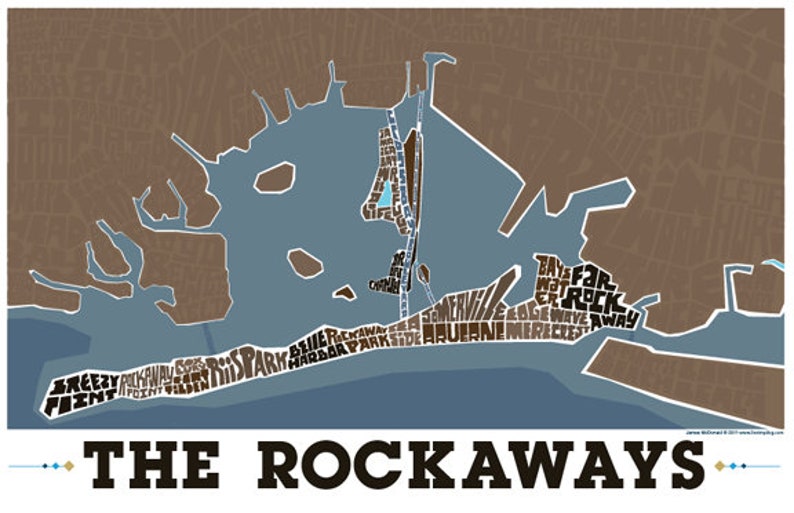 Rockaway Queens Typography Map - Etsy