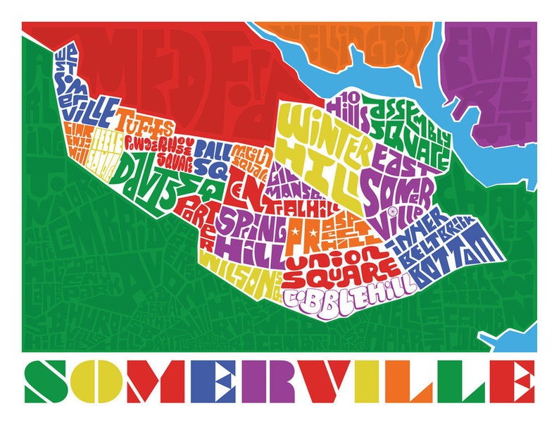 Somerville Type Map - Etsy