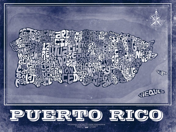 Puerto Rico Type Map - Etsy