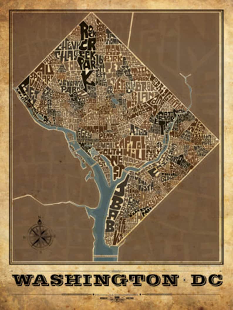 Washington DC Type Map - Etsy