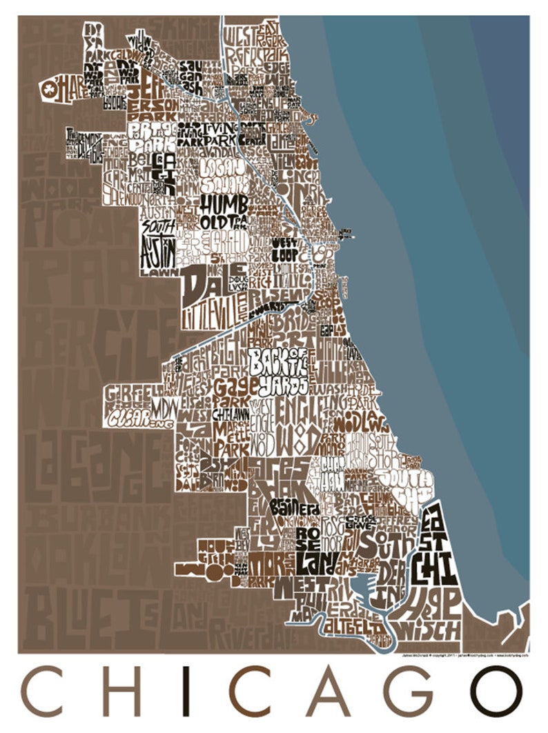 Chicago Type Map - Etsy