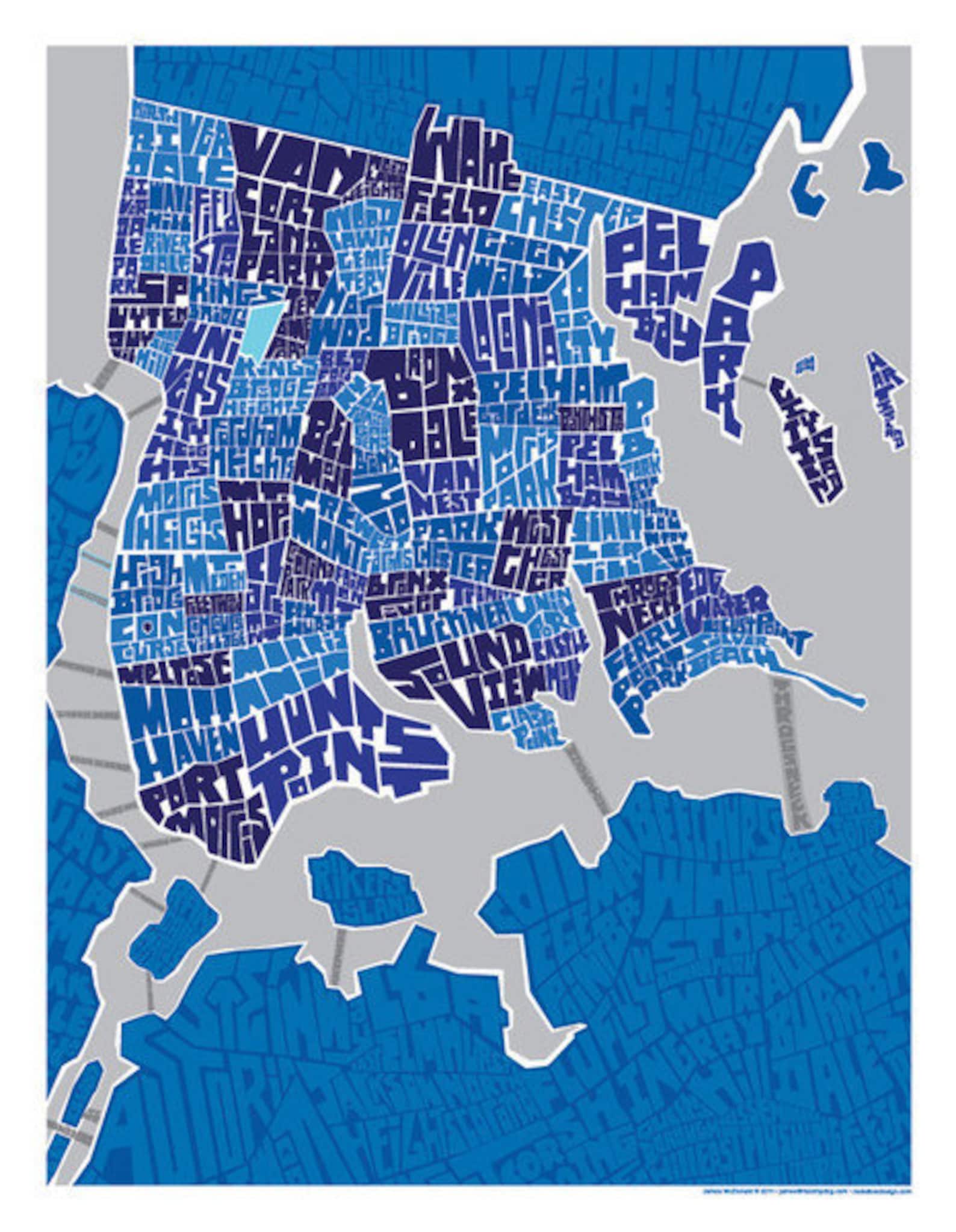 Bronx Neighborhood Type Map - Etsy