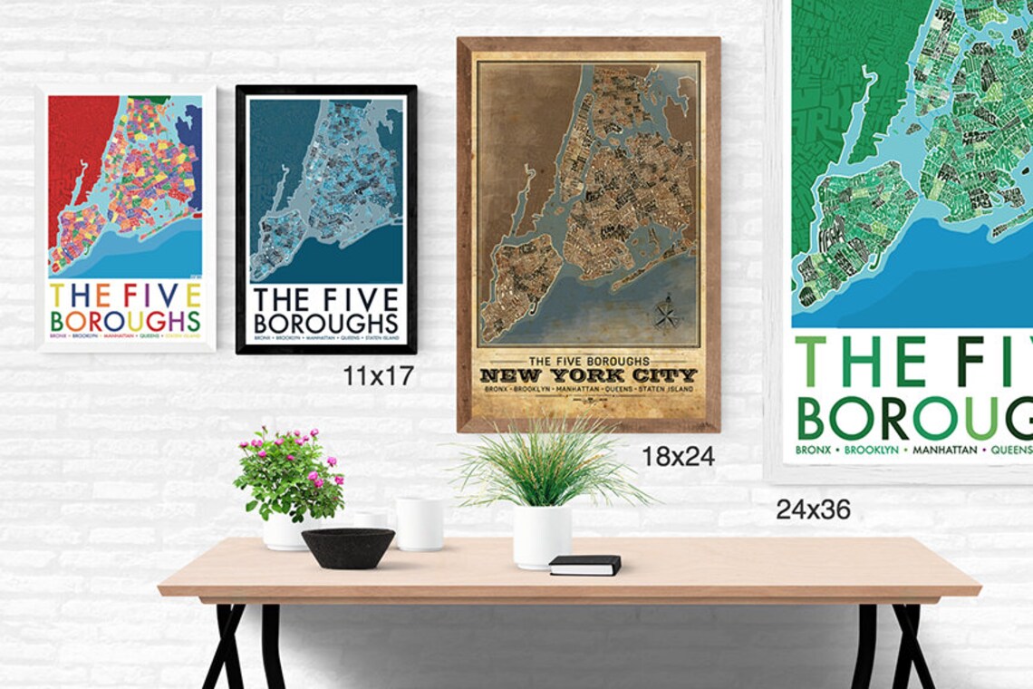 5 Borough Neighborhood Type Map - Etsy