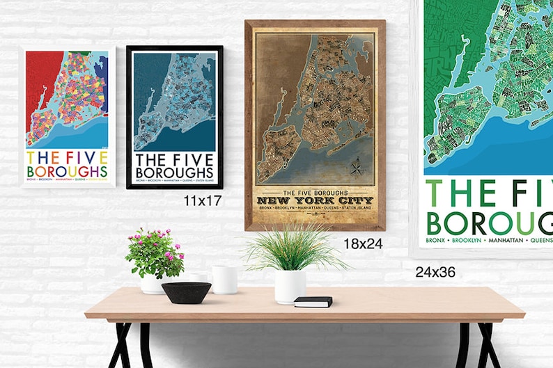 5 Borough Neighborhood Type Map - Etsy