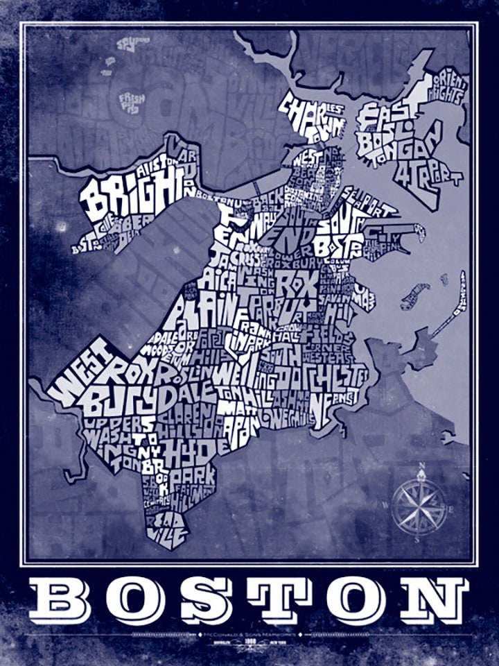 Boston Type Map - Etsy