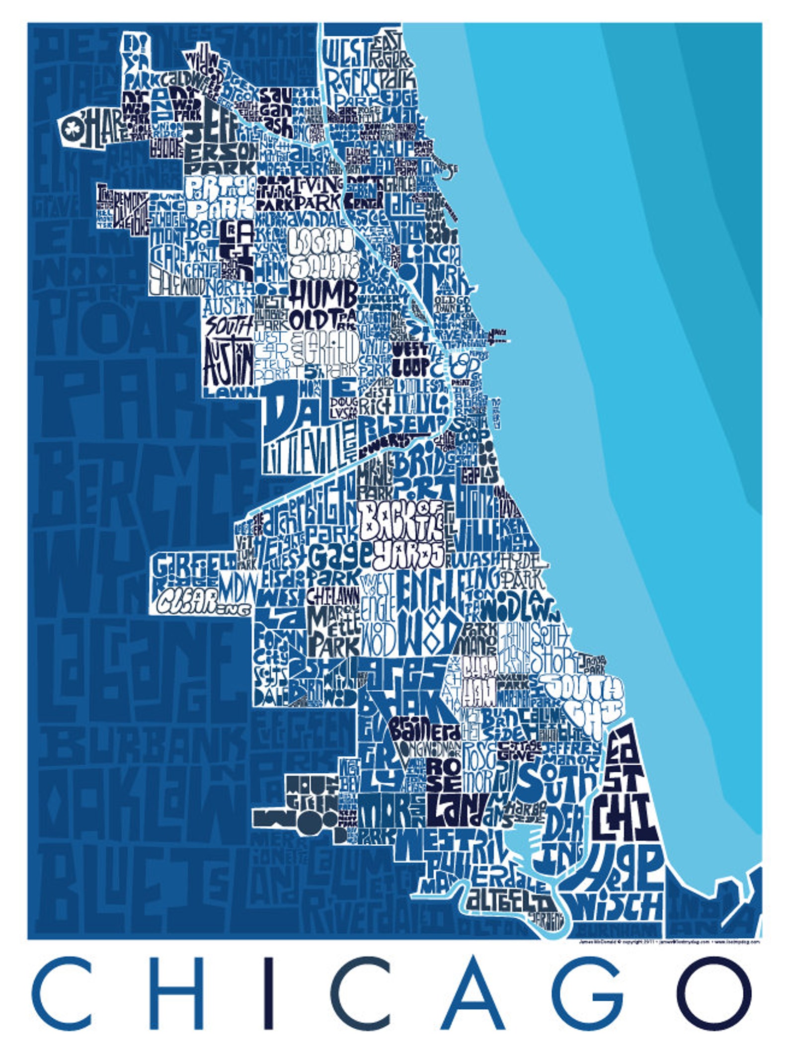 Chicago Type Map - Etsy