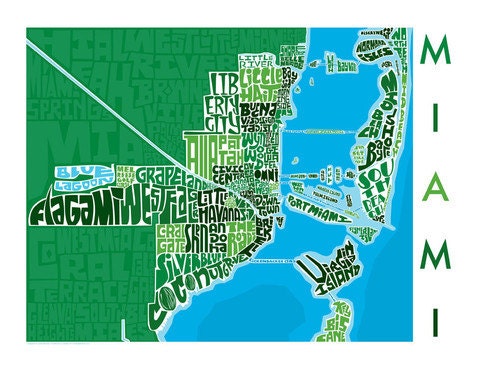 Miami Type Map - Etsy