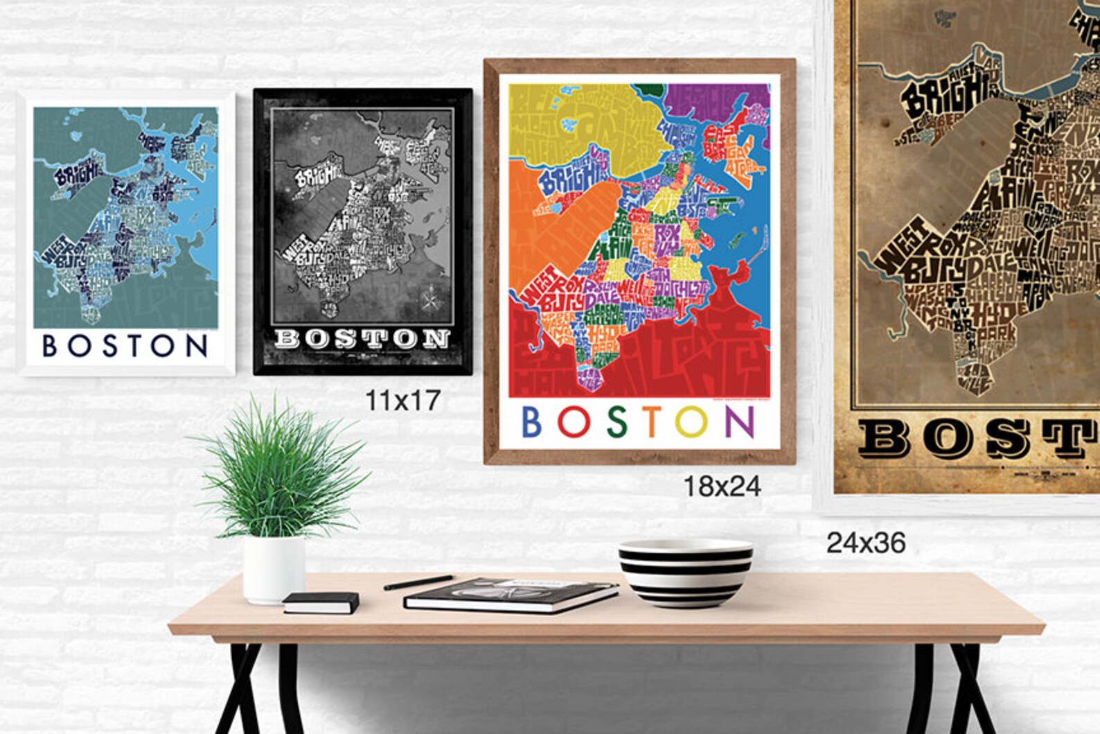 Boston Type Map - Etsy