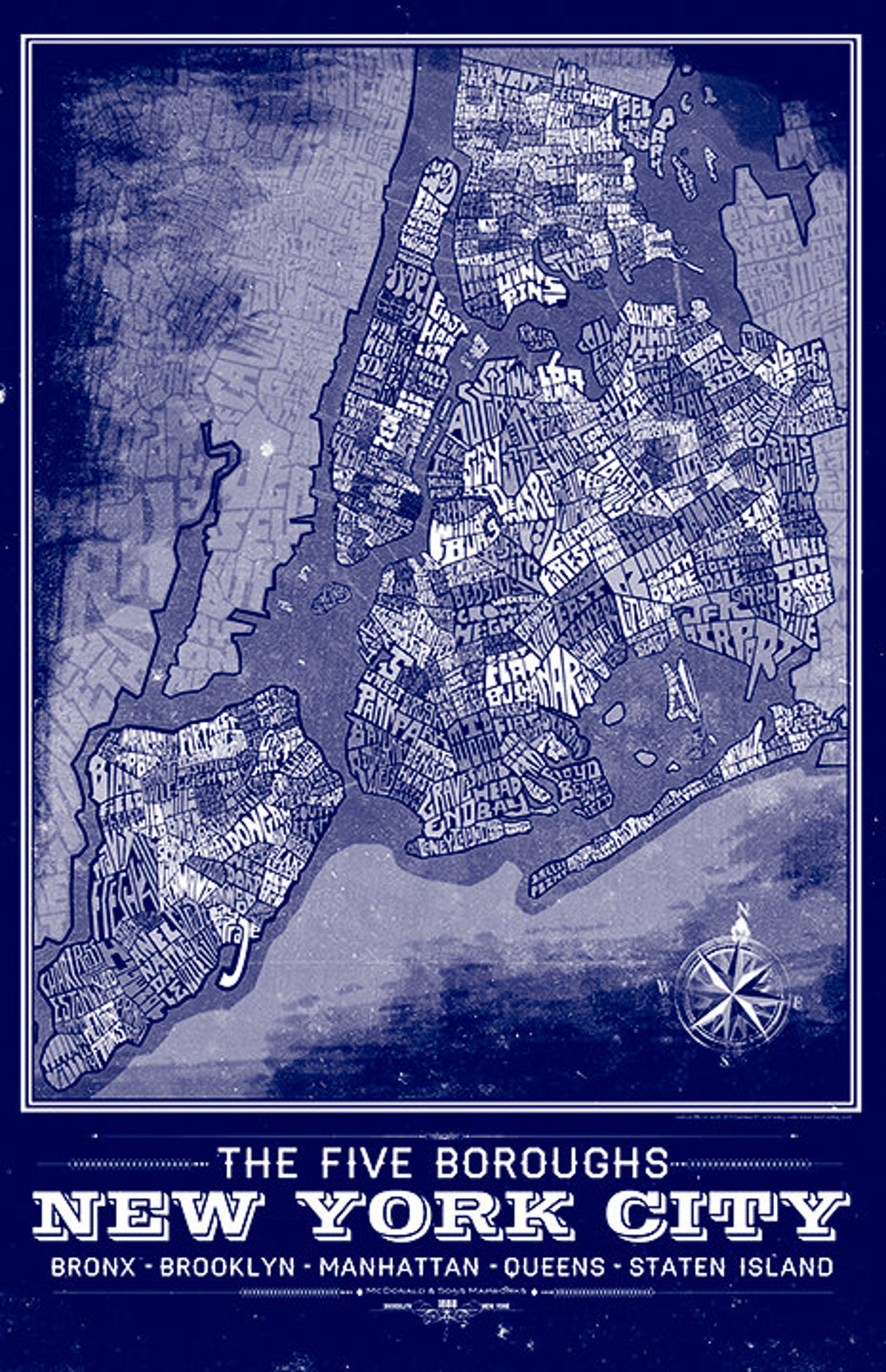 5 Borough Neighborhood Type Map - Etsy