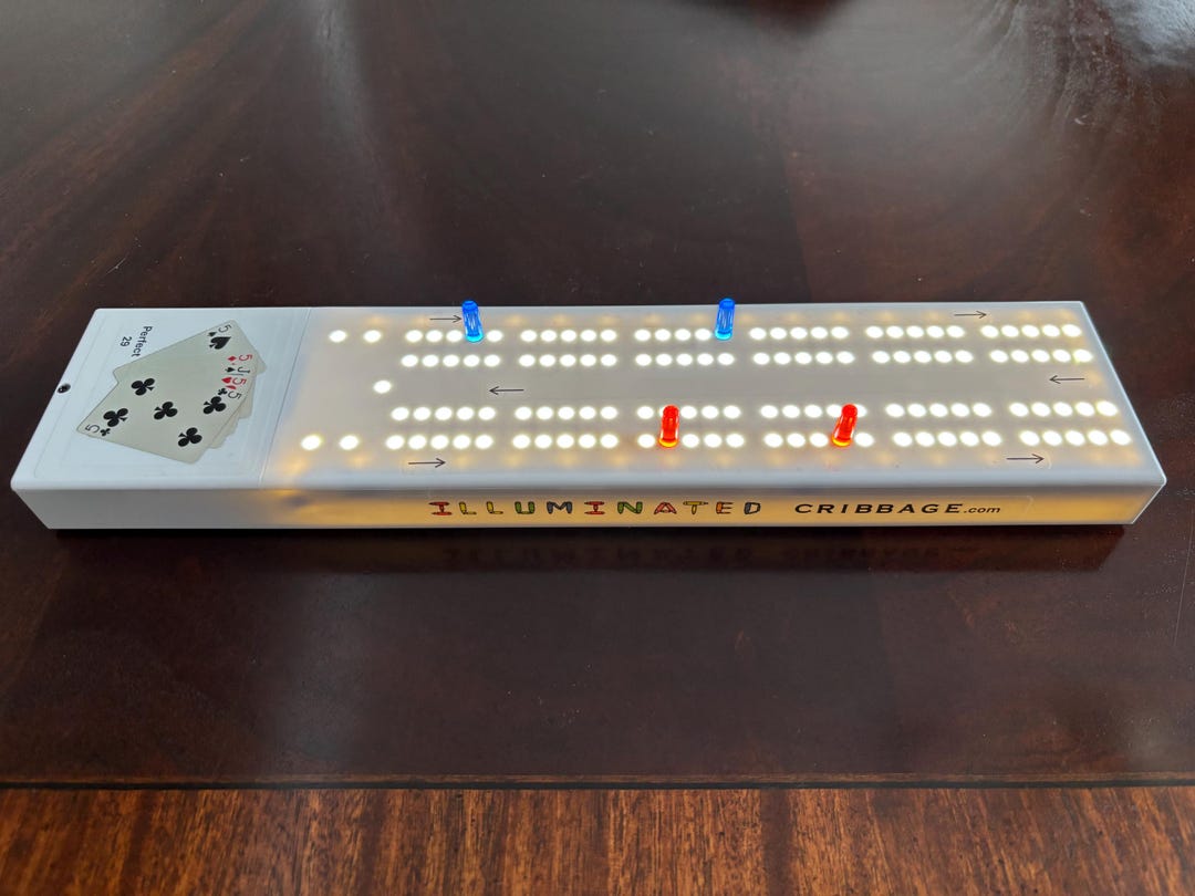LED Cribbage Board That Uses Light to Illuminate the Colored Pegs and ...