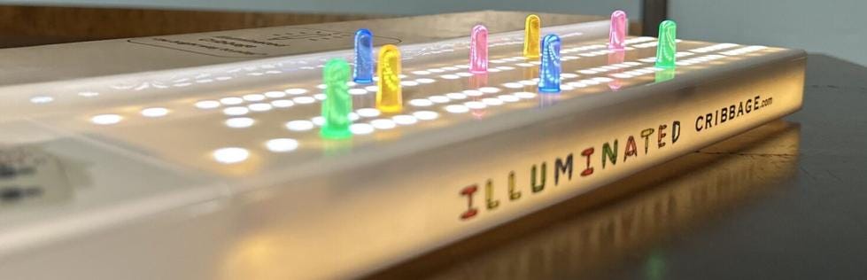 LED Cribbage Board That Uses Light to Illuminate the Colored Pegs and ...