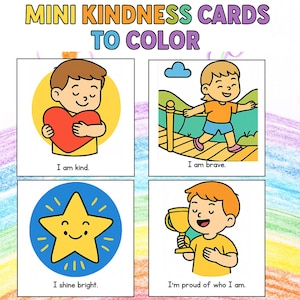 Mini Kindness Cards to Color – 90 Printable Affirmation Cards for Kids ...