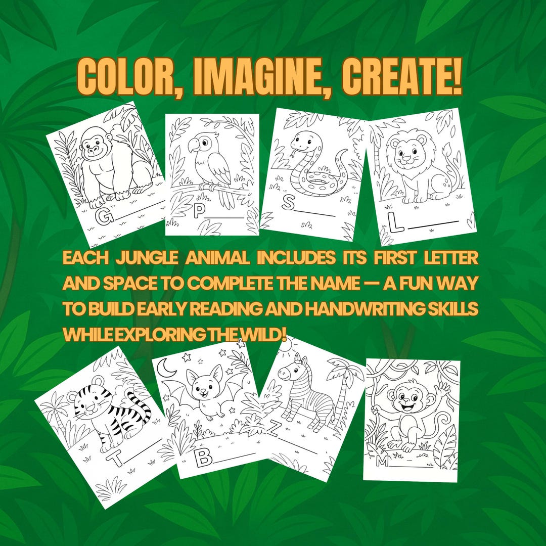 Printable Jungle Coloring and Activity Book – Educational Animal Facts ...