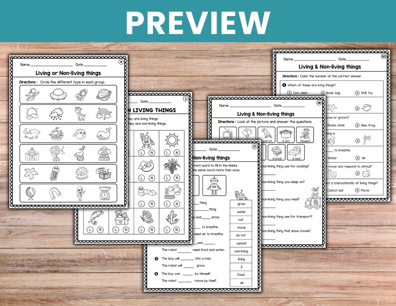 Living and Non-living Things Worksheets: Homeschool Science Grades 1-3 ...