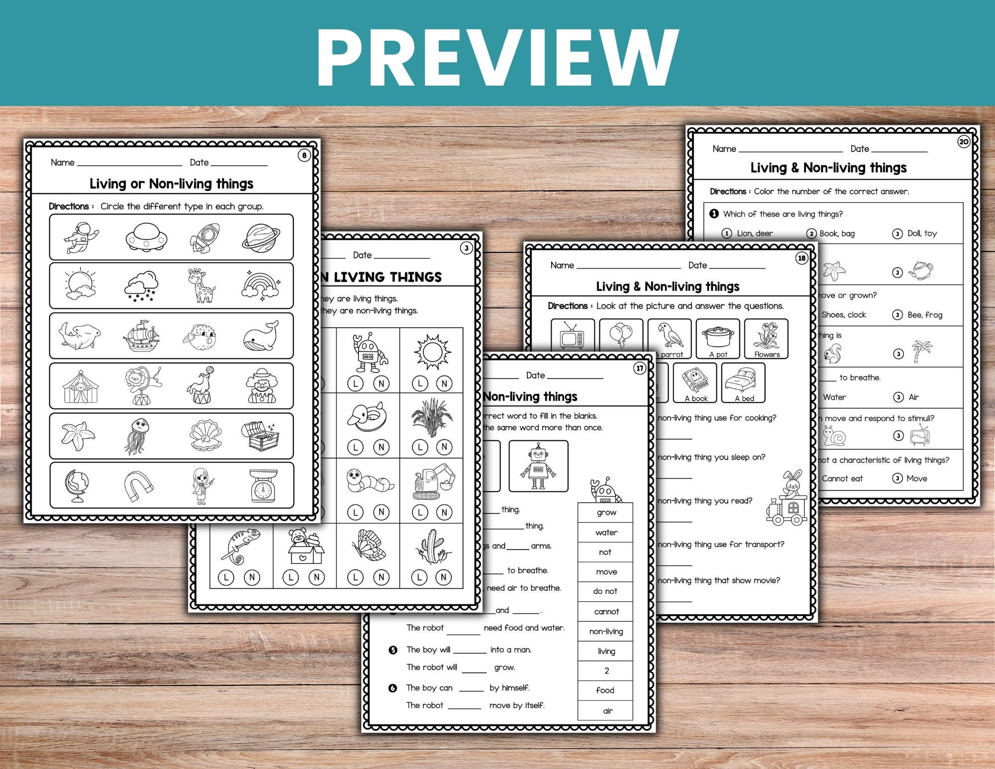 Living and Non-living Things Worksheets: Homeschool Science Grades 1-3 ...