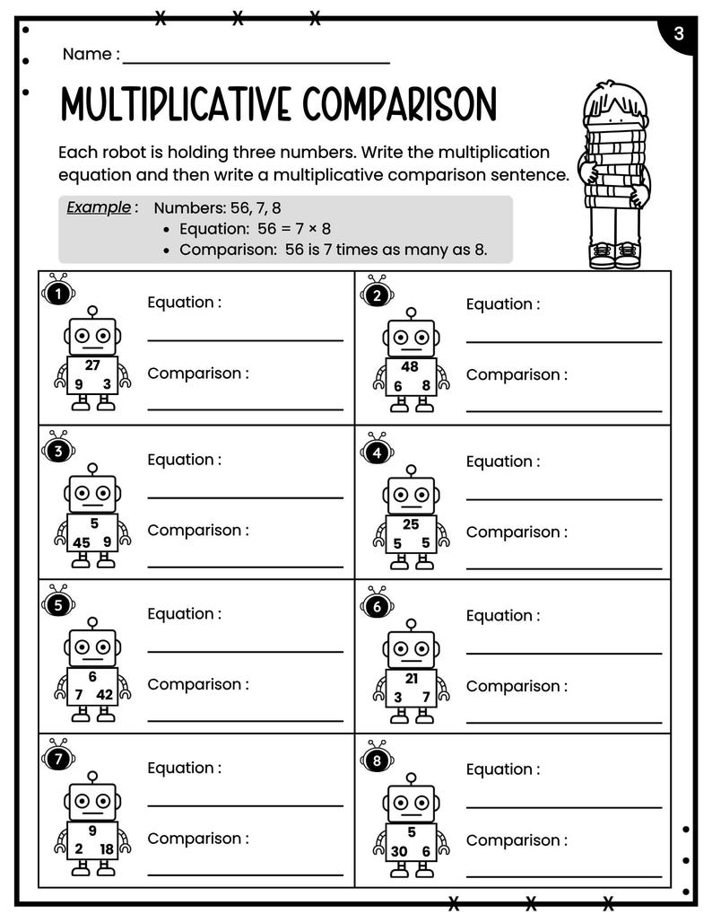 Multiplicative Comparison Worksheets | 4th Grade Math Practice | CCSS 4 ...