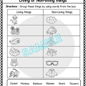 Living and Non-living Things Worksheets: Homeschool Science Grades 1-3 ...