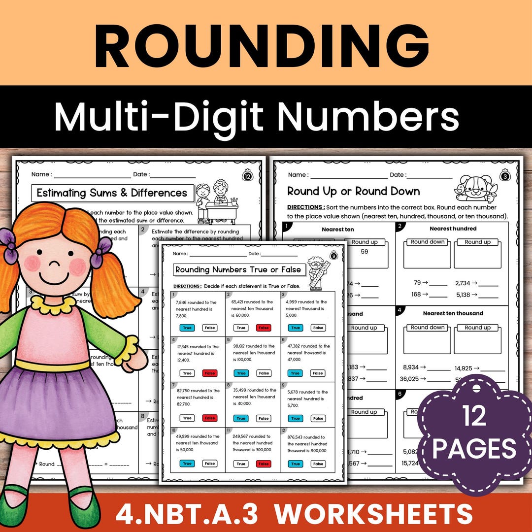 4th Grade Rounding Worksheets: Place Value Math Practice (PDF Download ...