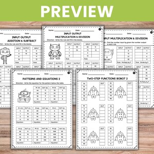 Input and Output Math Worksheets | Function Tables & Patterns | 3rd 4th ...