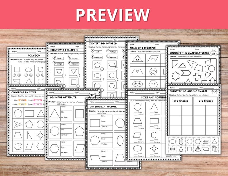 2D and 3D Shapes Geometry Worksheets for 2nd Grade| Math Centers ...