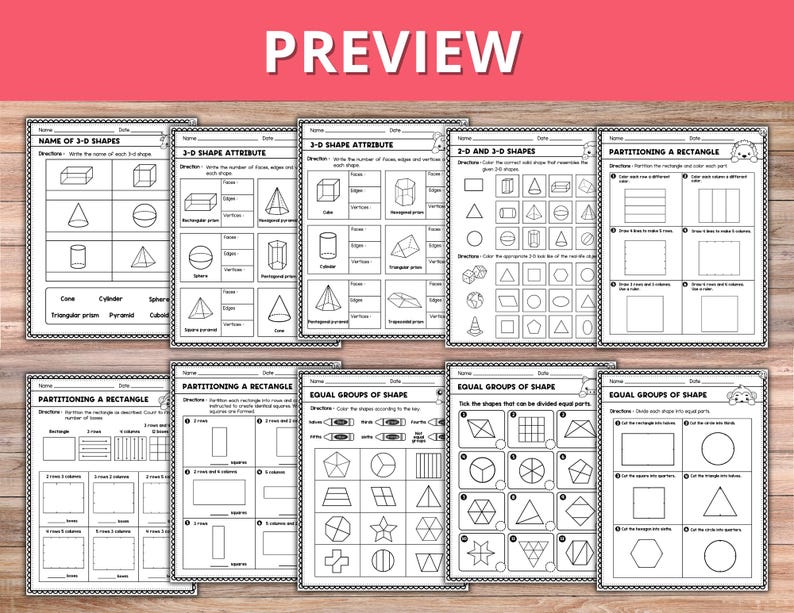 2D and 3D Shapes Geometry Worksheets for 2nd Grade| Math Centers ...