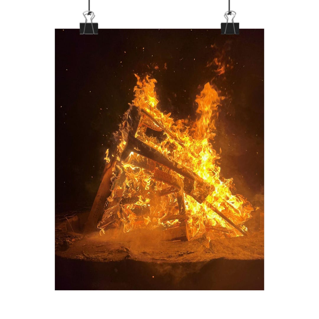 Original Bonfire Vertical Poster, Nature Wall Art, Rustic Home Decor ...