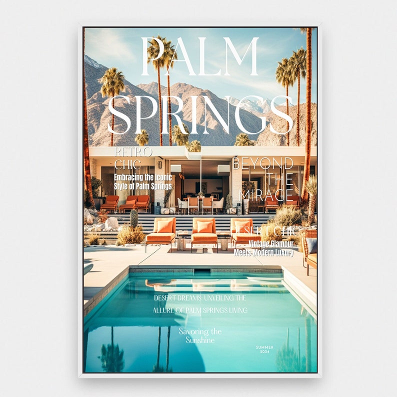 Palm Springs, Retro, Vintage, Magazine Cover, Poster, Desert Chic, Mid ...
