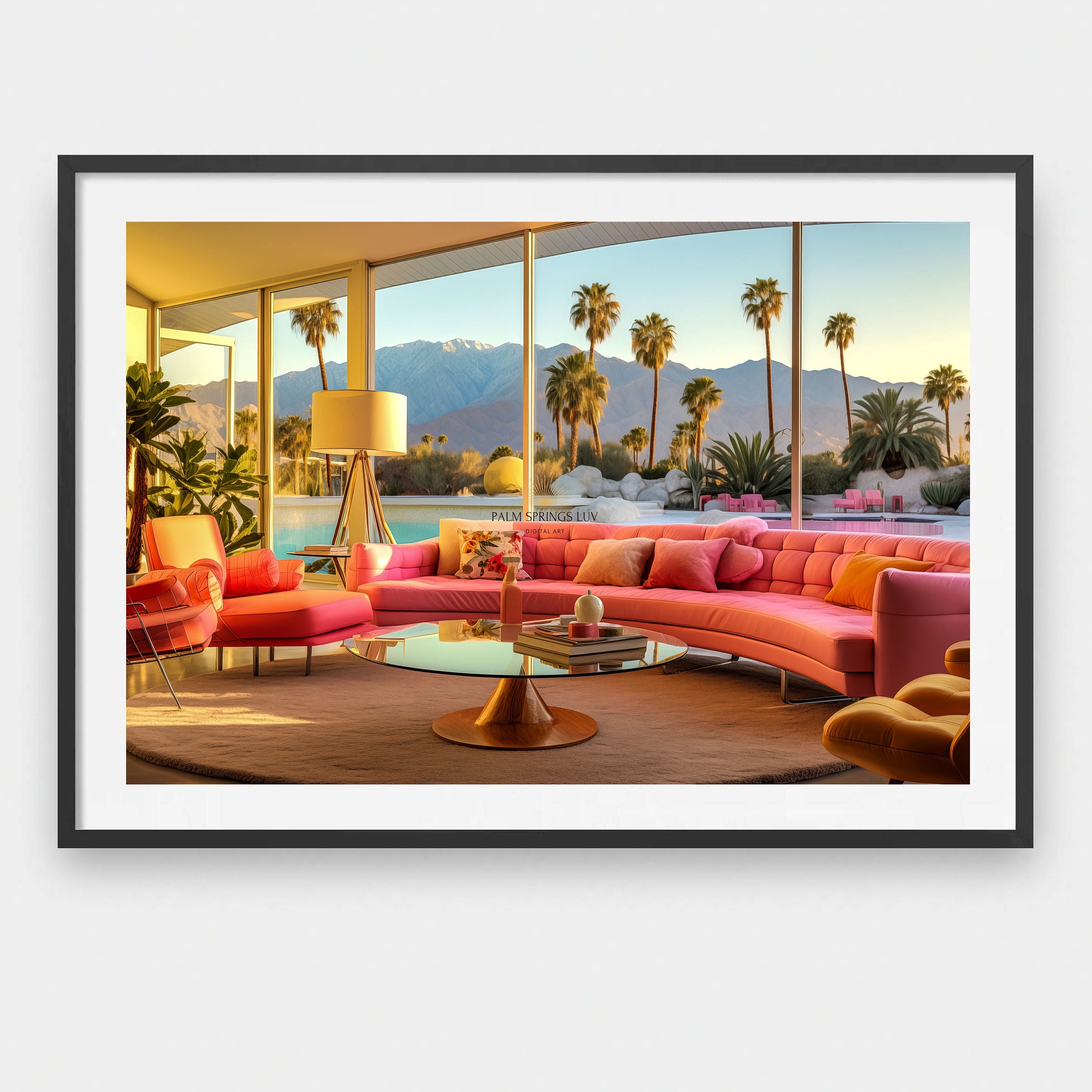 Retro Palm Springs House Print, Mid Century Modern, Digital Art Print ...