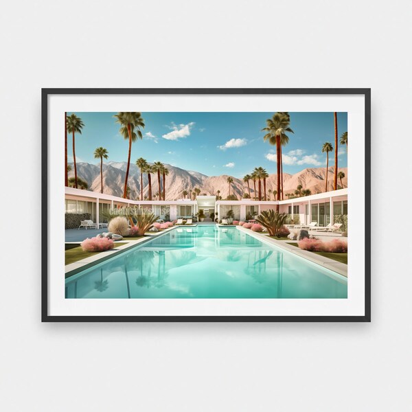 Retro Motel Art Print, Palm Springs Motel, Desert Motel Poster ...