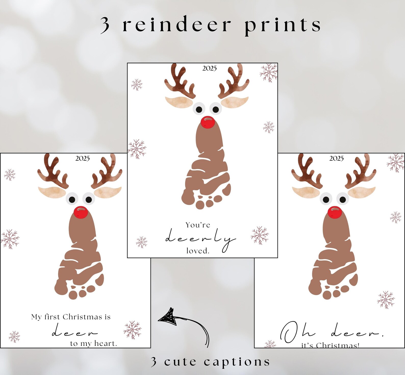 Baby Reindeer Footprint Art – Christmas Keepsake, Nursery Decor ...