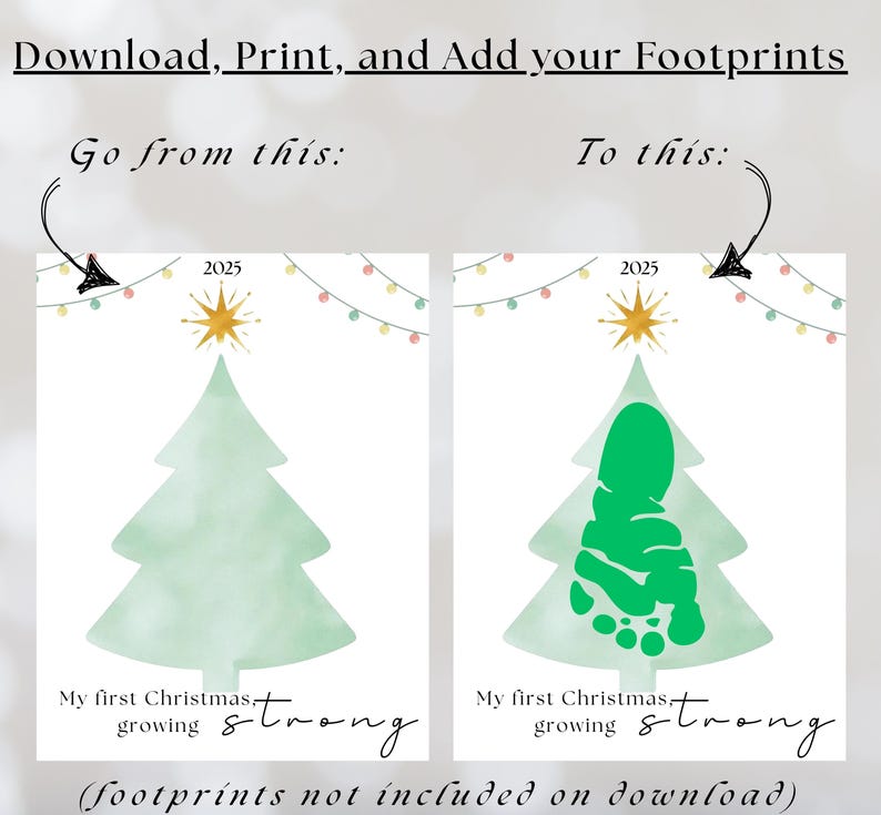Baby Christmas Tree Footprint Art - Christmas Keepsake, Nursery Decor ...