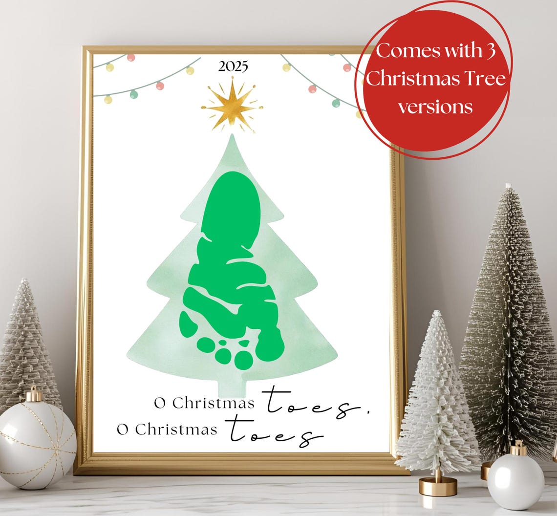 Baby Christmas Tree Footprint Art - Christmas Keepsake, Nursery Decor ...
