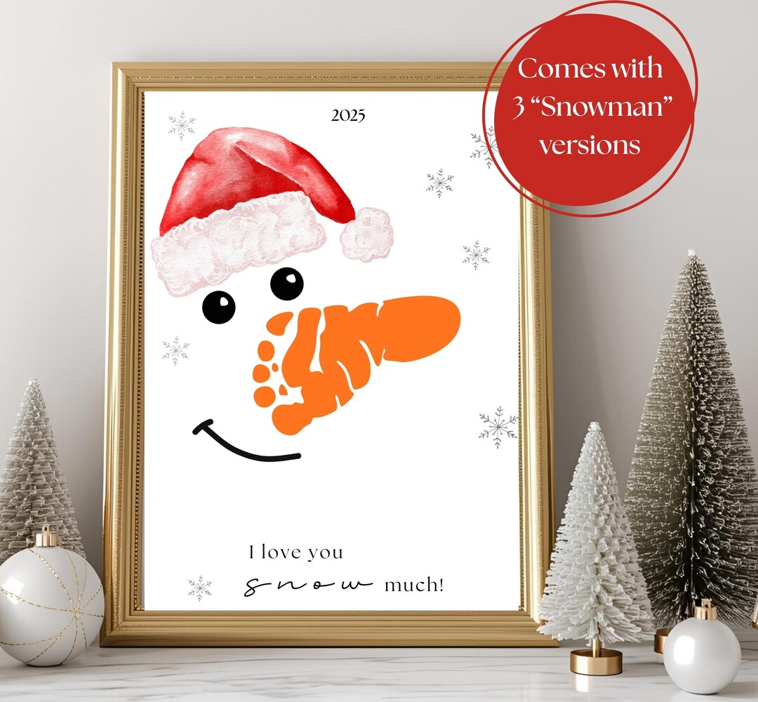 Baby Snowman Footprint Art - Christmas Keepsake, Nursery Decor (digital ...