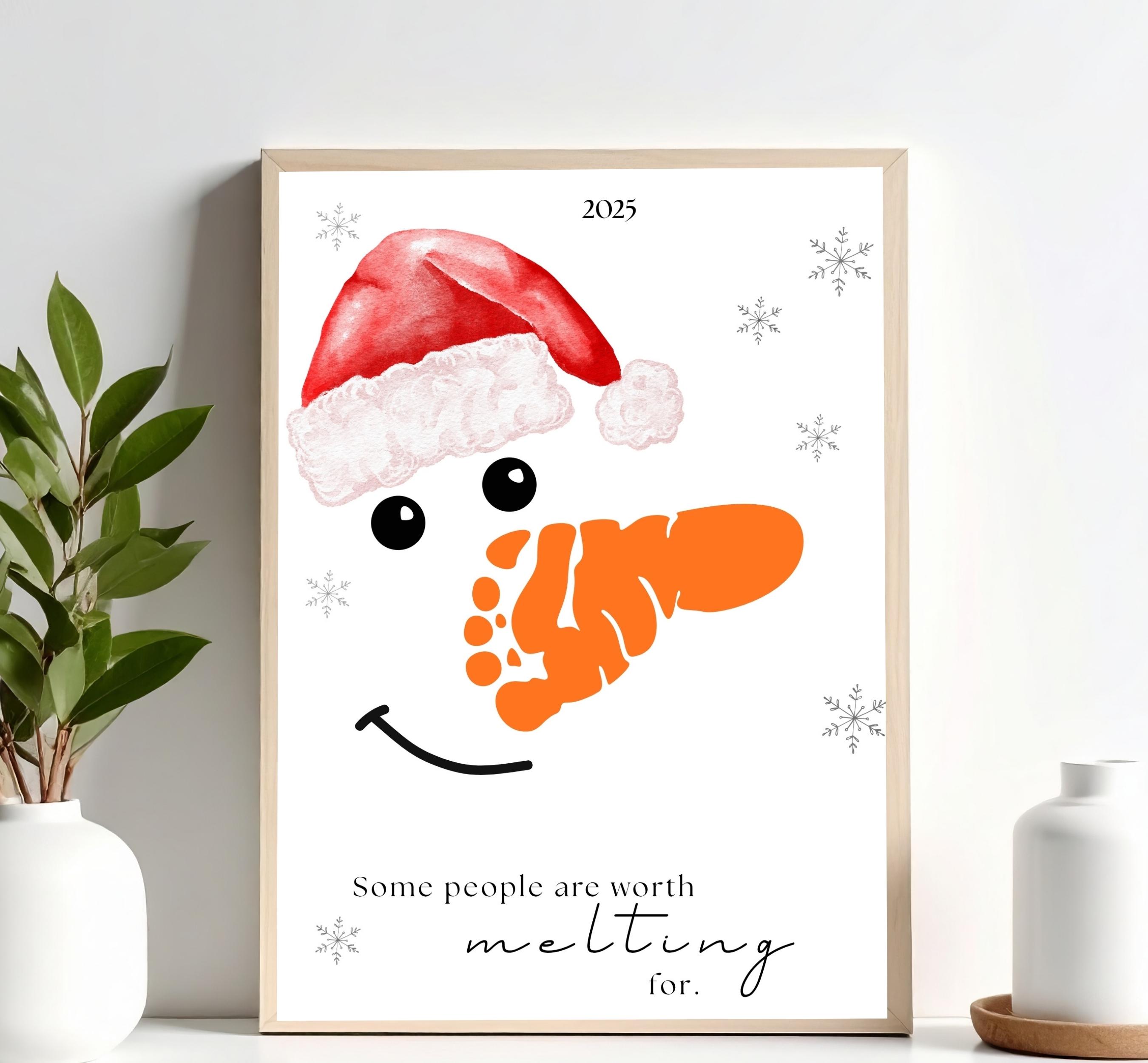Baby Snowman Footprint Art - Christmas Keepsake, Nursery Decor (digital ...
