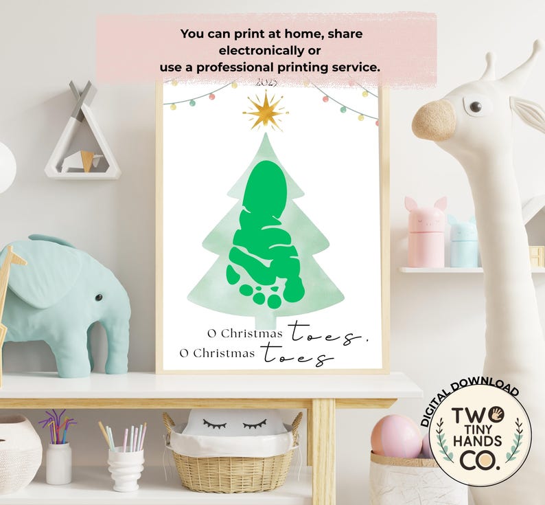 Baby Christmas Tree Footprint Art - Christmas Keepsake, Nursery Decor ...