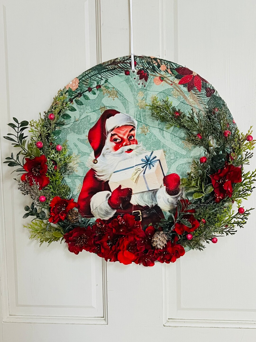 Decoupaged Vintage Santa Sign - Etsy