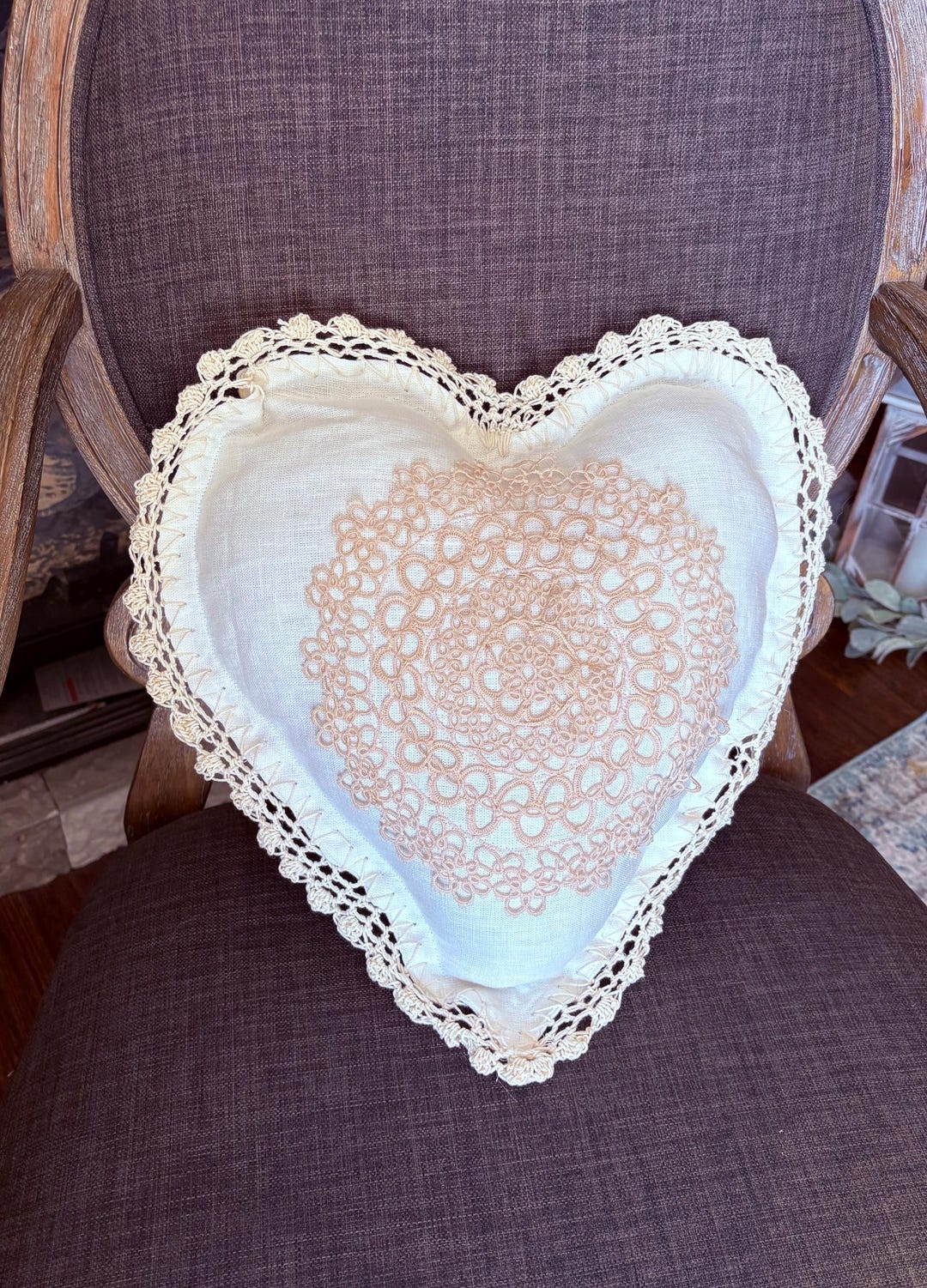 Heart Shaped Pillow With Vintage Doily - Etsy
