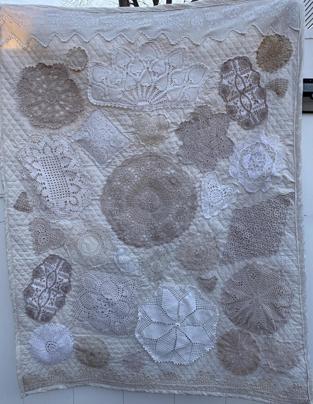 Modern Cottage Quilt With Vintage Doilies and Lace - Etsy